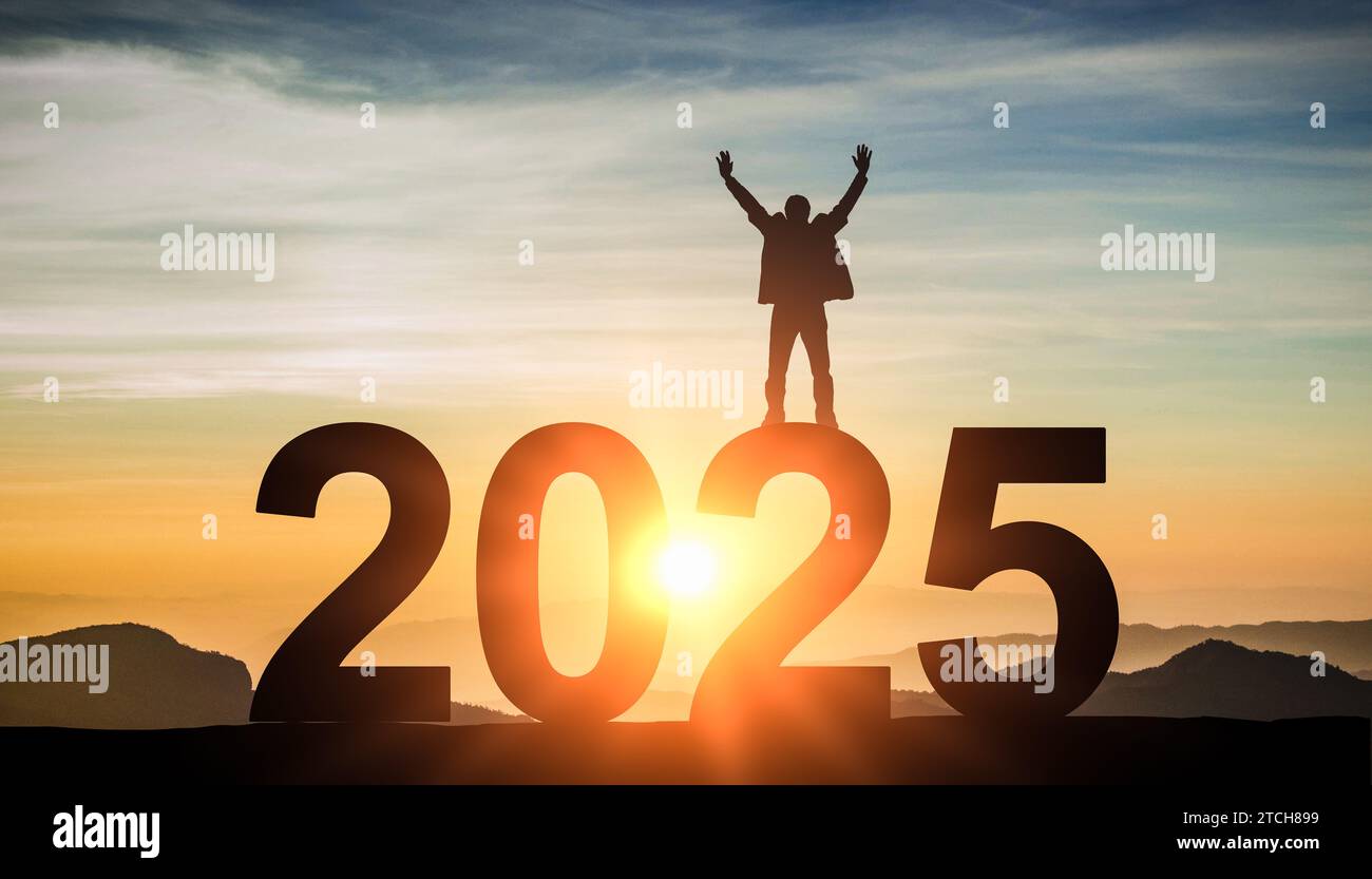 2025. Neues Jahr 2025, inspirierende Zitatbotschaft zur Motivation von ...