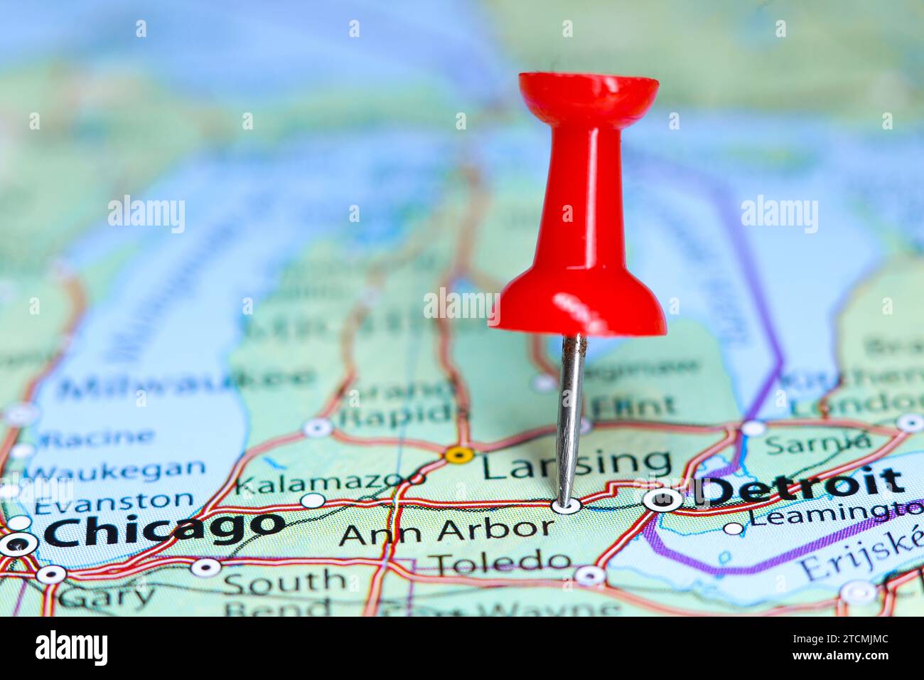 Michigan karte pin -Fotos und -Bildmaterial in hoher Auflösung – Alamy
