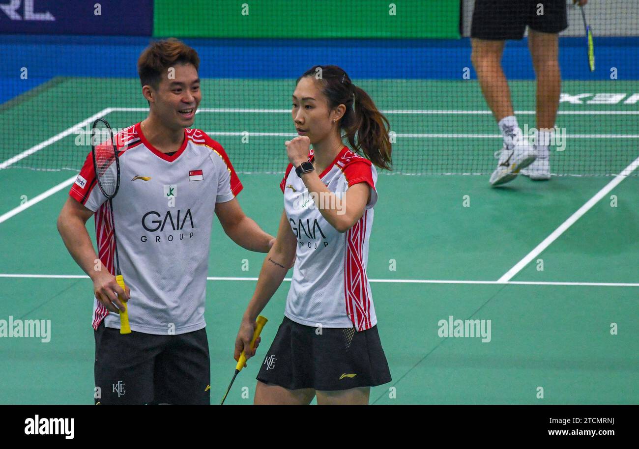 Terry Hee Yong Kai und Jessica Tan Wei Han aus Singapur spielen im Finale des Yonex-Sunrise ...