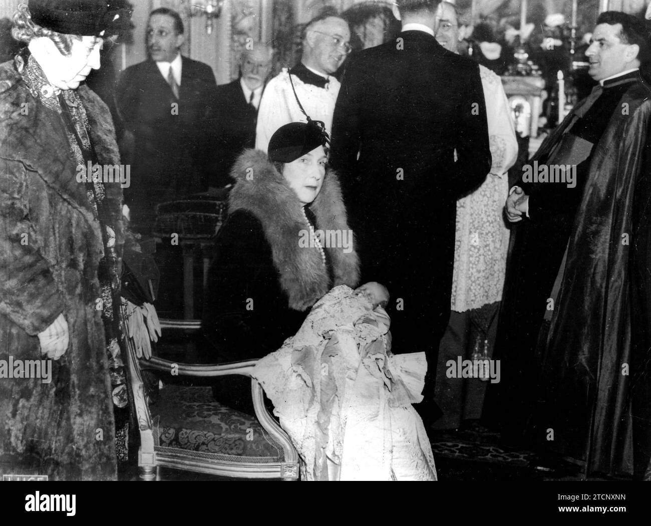 Rom, 26.01.1938. Taufe des zukünftigen Königs Juan Carlos I. Königin ...