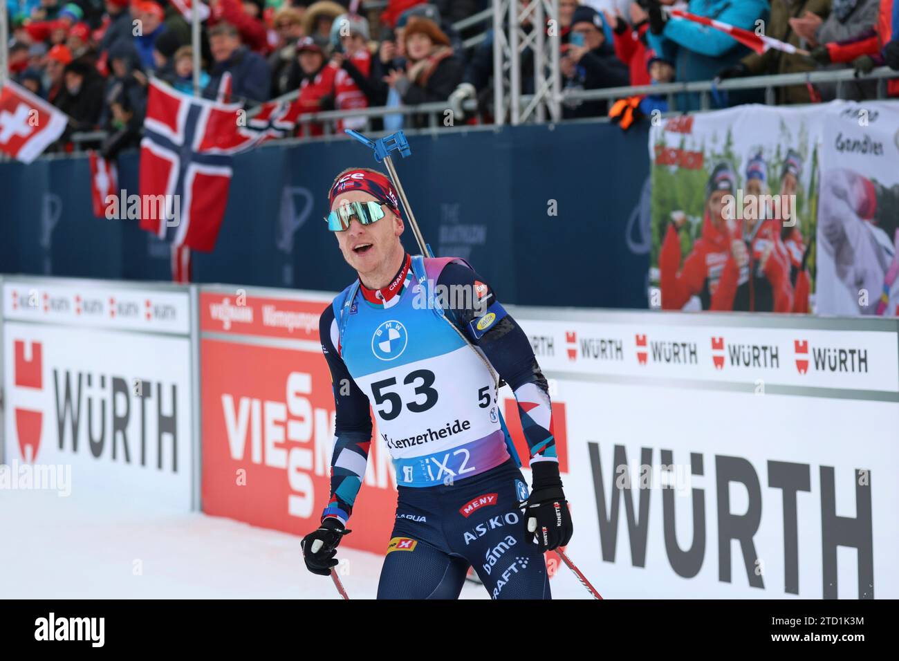 Lenzerheide, Schweiz 15. Dezember 2023: IBU Biathlon Weltcup ... Lenzerheide, Schweiz 15. Dezember 2023: IBU Biathlon Weltcup ...