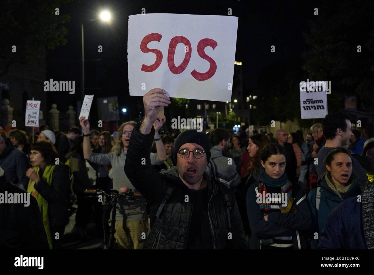 Während einer Demonstration, die die Freilassung der israelischen ...