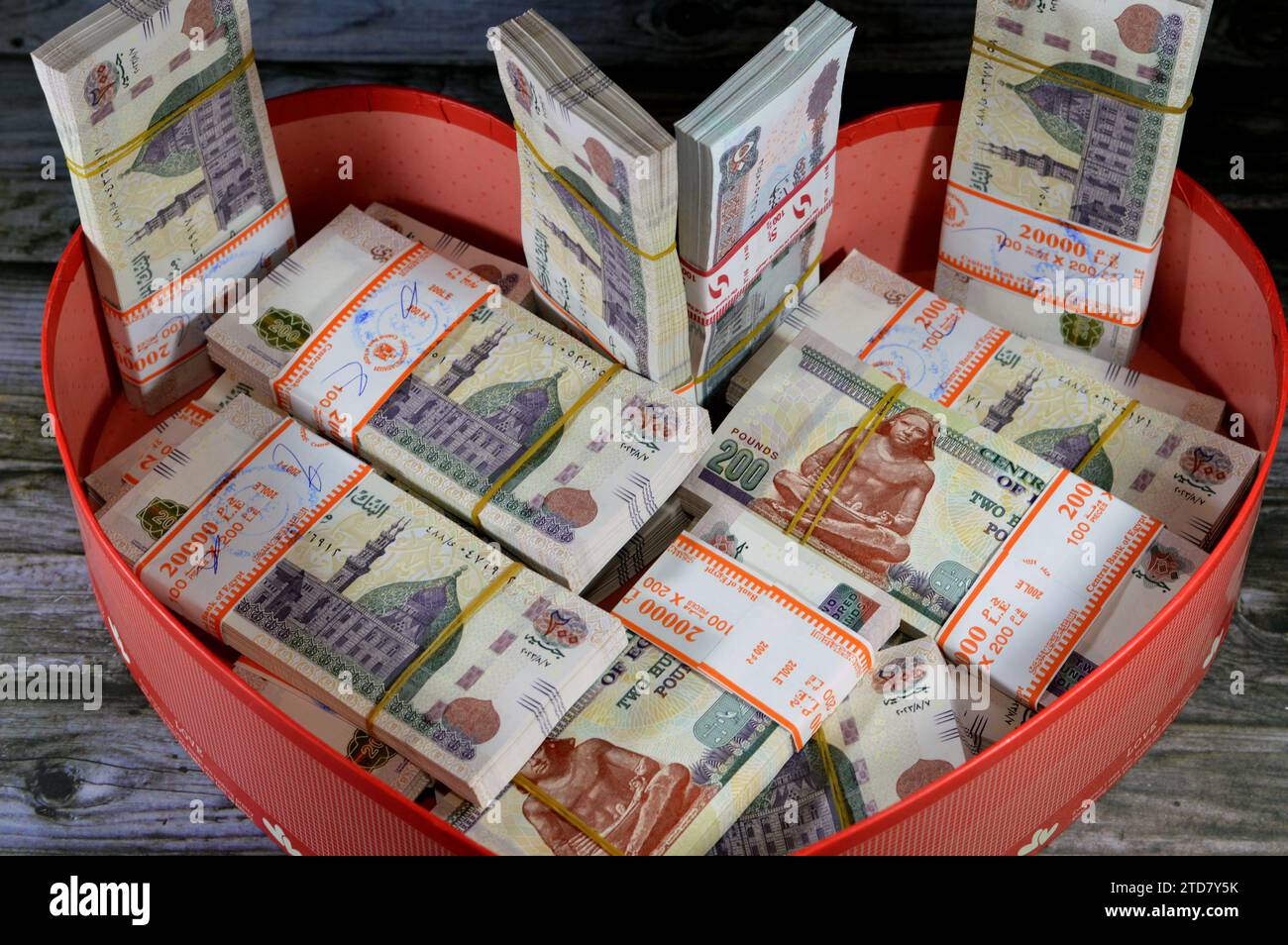 Stapel von Ägypten Geld Tausende von Pfund Geldscheine Scheine EGP LE ...