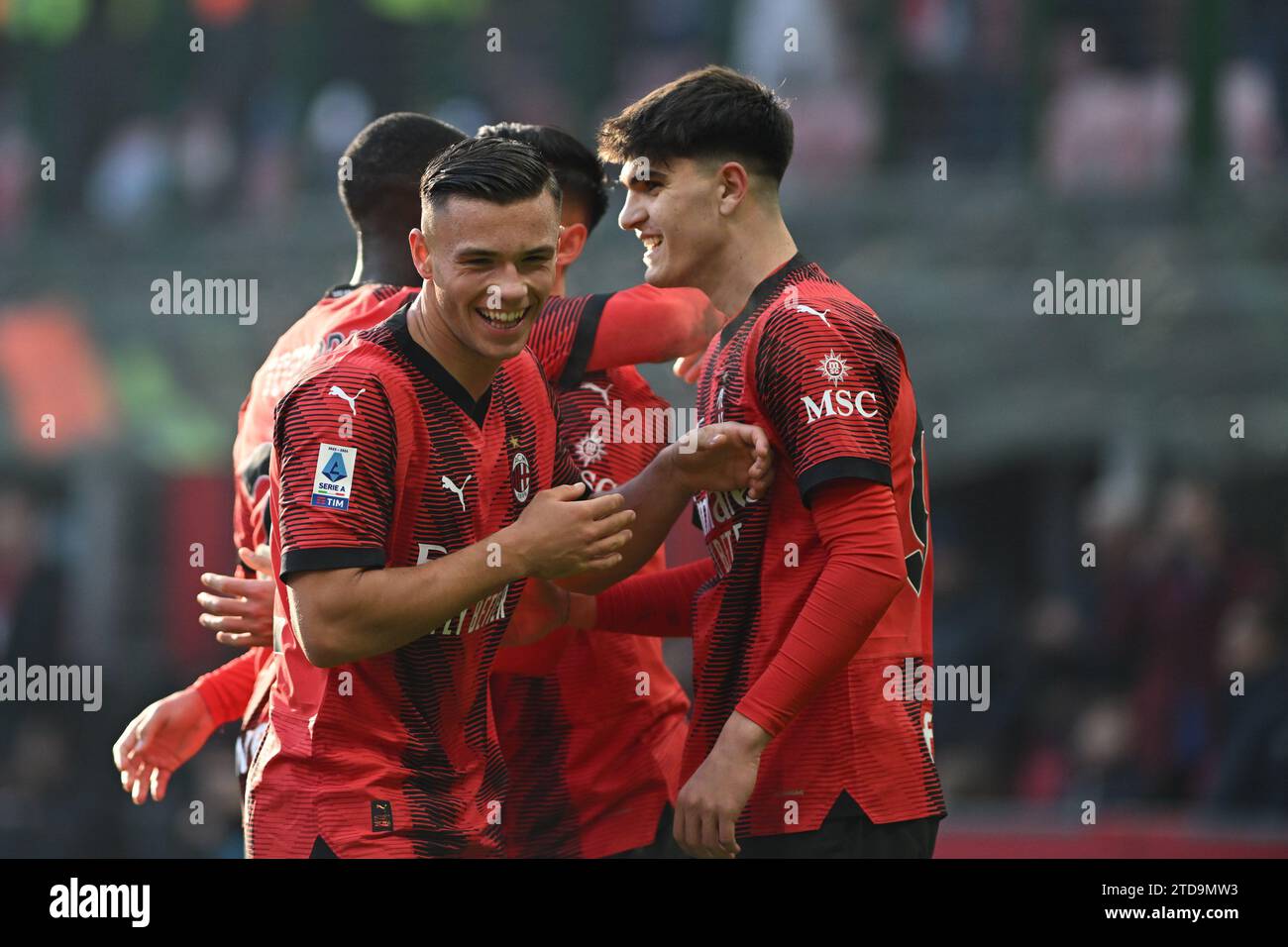 Jan-Carlo Simic vom AC Mailand feierte nach einem Tor während des italienischen Fußballspiels ...