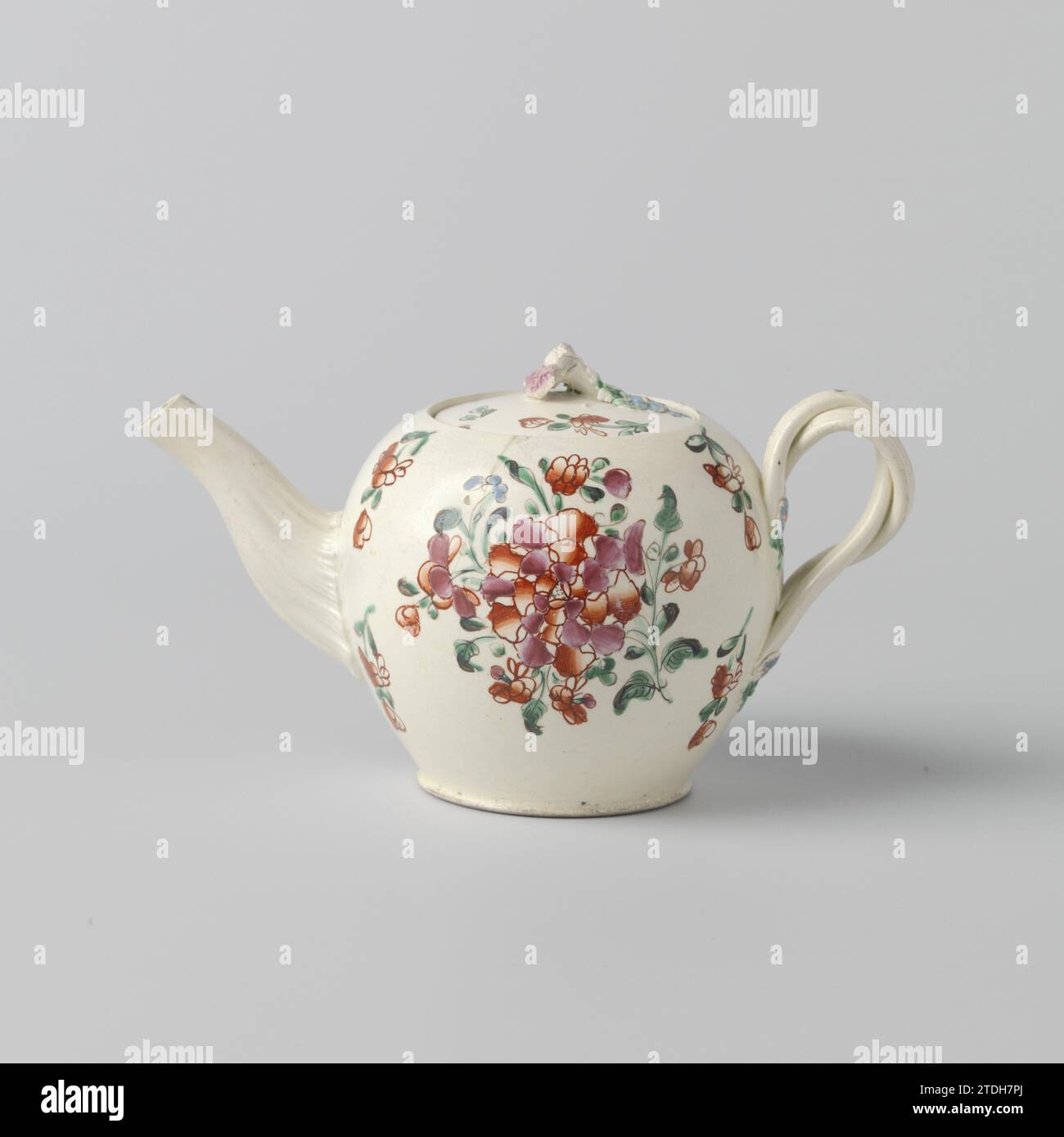 Teekanne mit Deckel aus hartem Backgut, Leeds Creamware mit ...