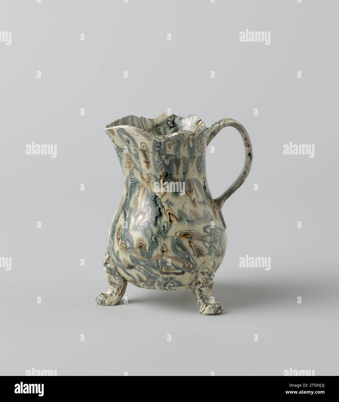 Milchkännchen aus hartem Backgut; Whieldon Ware, Achate Ware („Kievit ...