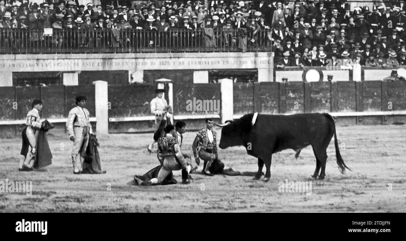 Madrid, 06.01.1913. Palha Stierkampf. Die Matatadores 'Machaco', Rafael ...