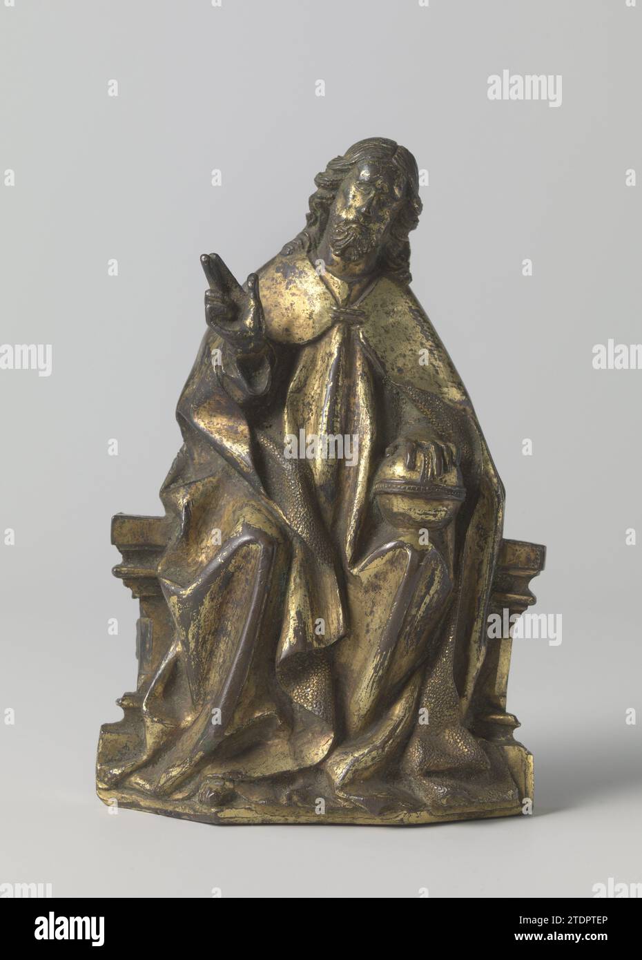 Christus als Salvator Mundi, Meister Arnt von Kalkar, um 1480 auf einer profilierten Couch sitzt ...