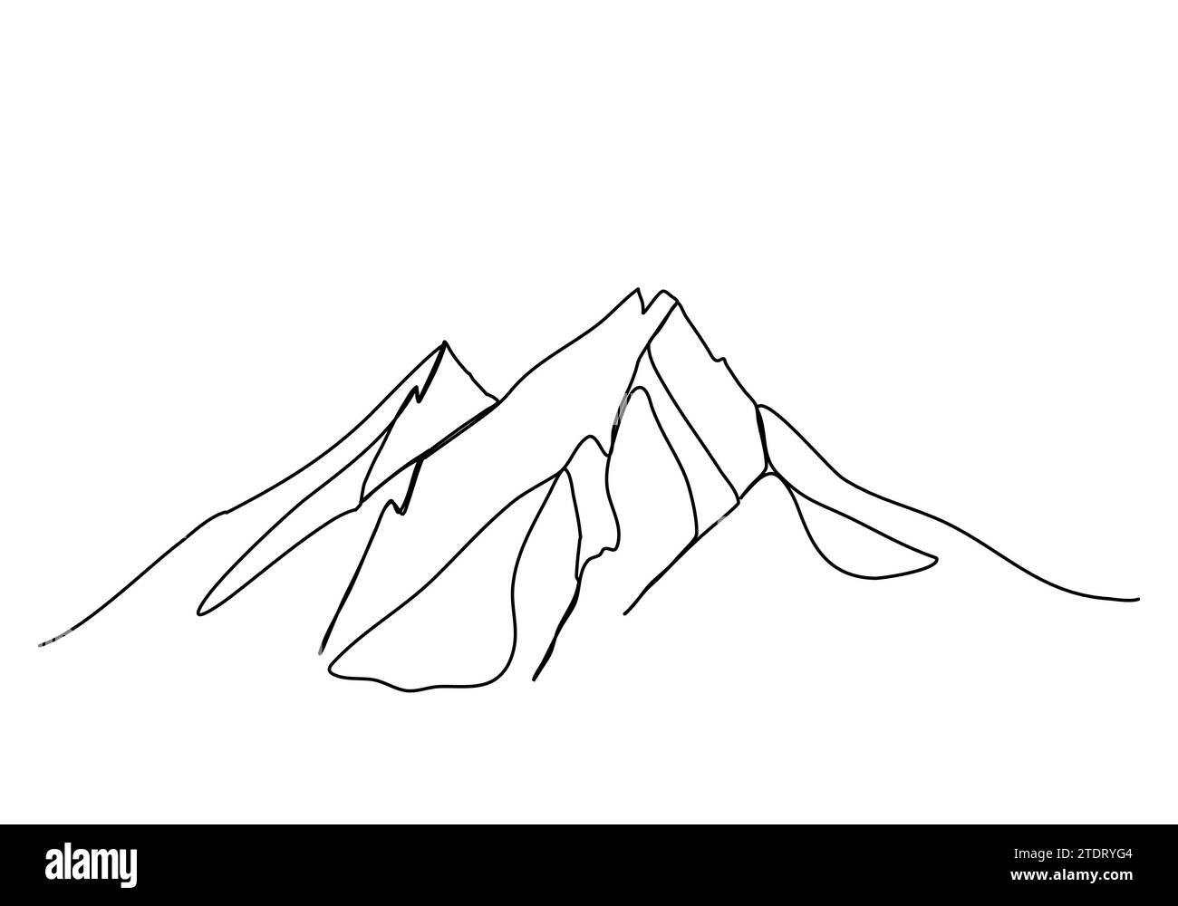 Berge eine Linie Zeichnung Vektor-Illustration Stock-Vektorgrafik - Alamy