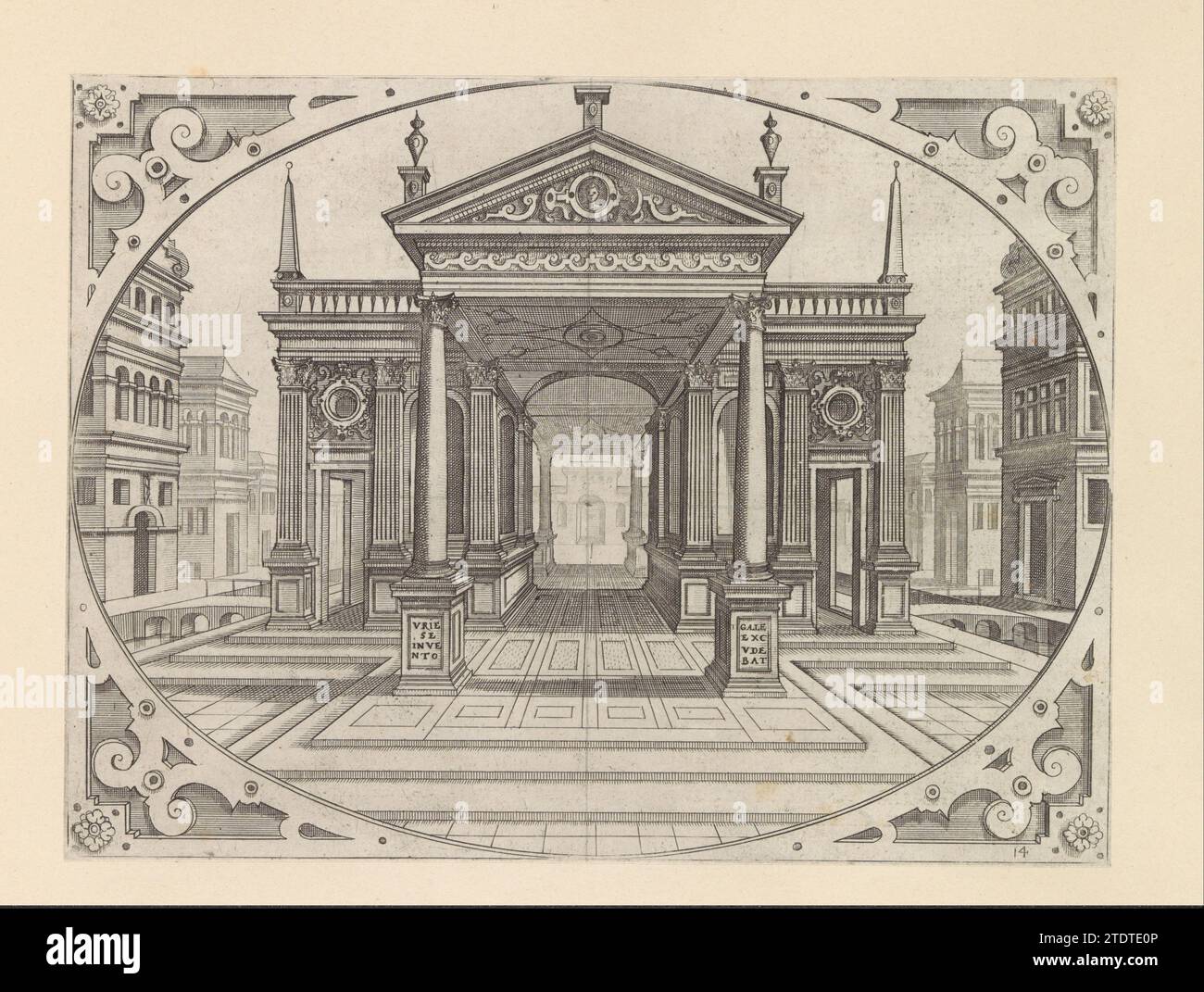 Portal mit fronton und Säulen der Kompositordnung, Johannes oder Lucas ...