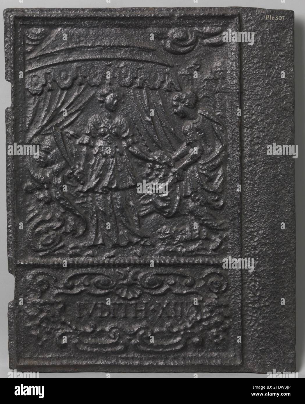 Ofenplatte mit Darstellung von Judith mit dem Kopf des Holofernes ...