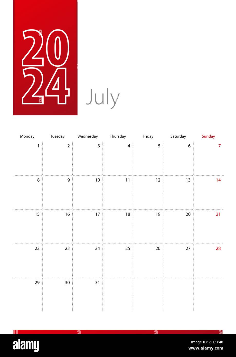 Kalenderdesign Juli 2024. Die Woche beginnt am Montag. Vertikale ... Kalenderdesign Juli 2024. Die Woche beginnt am Montag. Vertikale ...