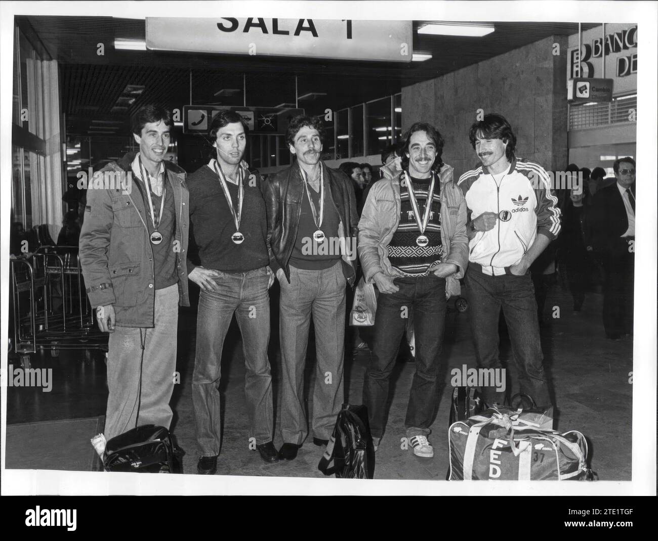 Ankunft des spanischen Leichtathletikteams in Barajas, das am 6. Und 7 ...