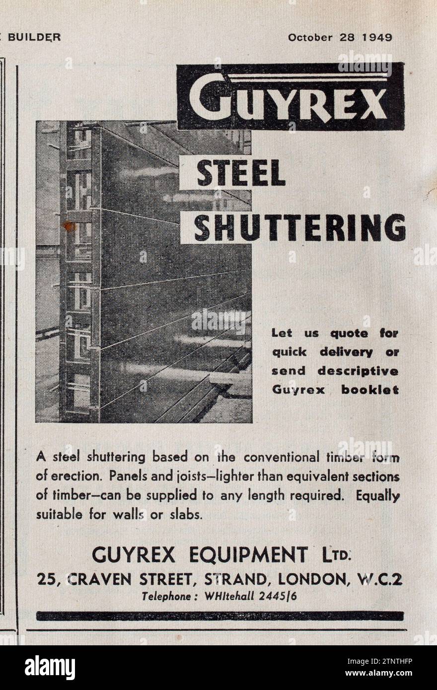 Werbung aus einer Kopie des 1940er Jahre The Builder Magazine; Guyrex ...