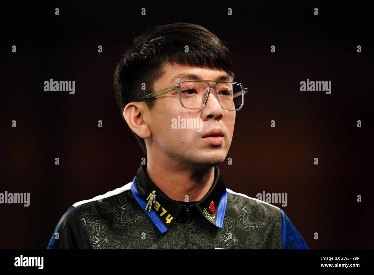 Xiaochen Zong im Kampf gegen Mickey Mansell (nicht abgebildet) am siebten Tag der Paddy Power ...