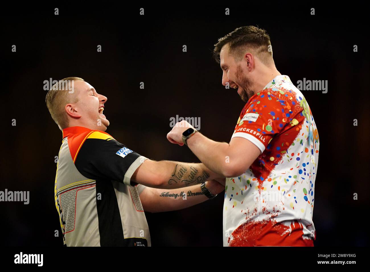 Florian Hempel reagiert, nachdem er sein Match gegen Dimitri Van den ...