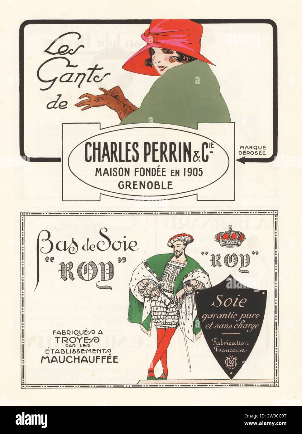 Zeitschriftenwerbung für Charles Perrin Handschuhe und Mauchauffee ...