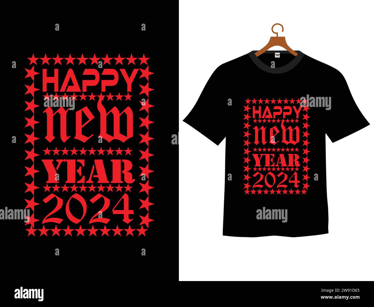Frohes neues jahr 2024 t shirt design Stock-Vektorgrafiken kaufen - Alamy