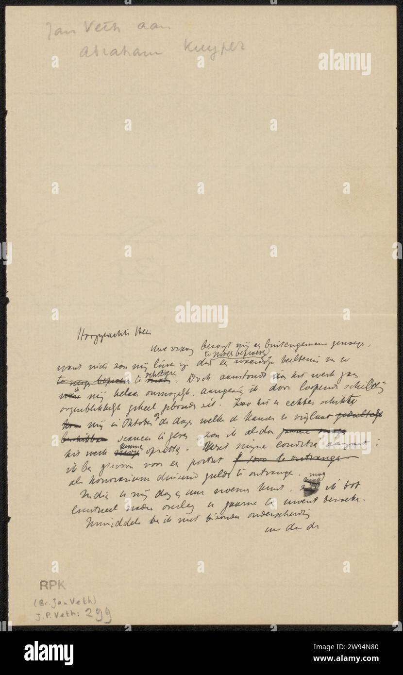 Brief an Abraham Kuyper, Jan Veth, nach 1897 Brief Amsterdam. Tinte ...