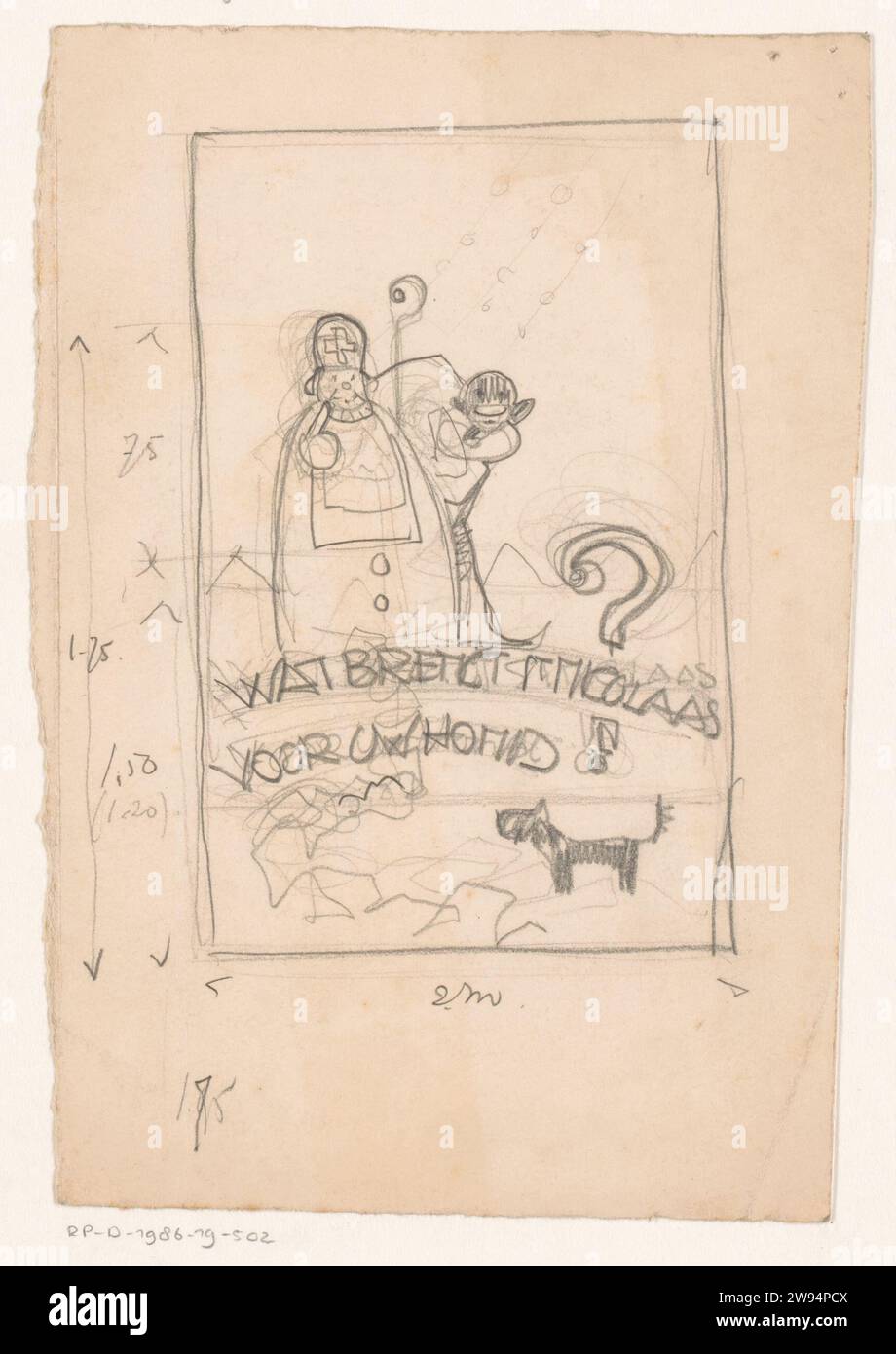 Sinterklaas und Piet mit einem Hund, Reinier Willem Petrus de Vries (1874-1953), 1884–1952 ...
