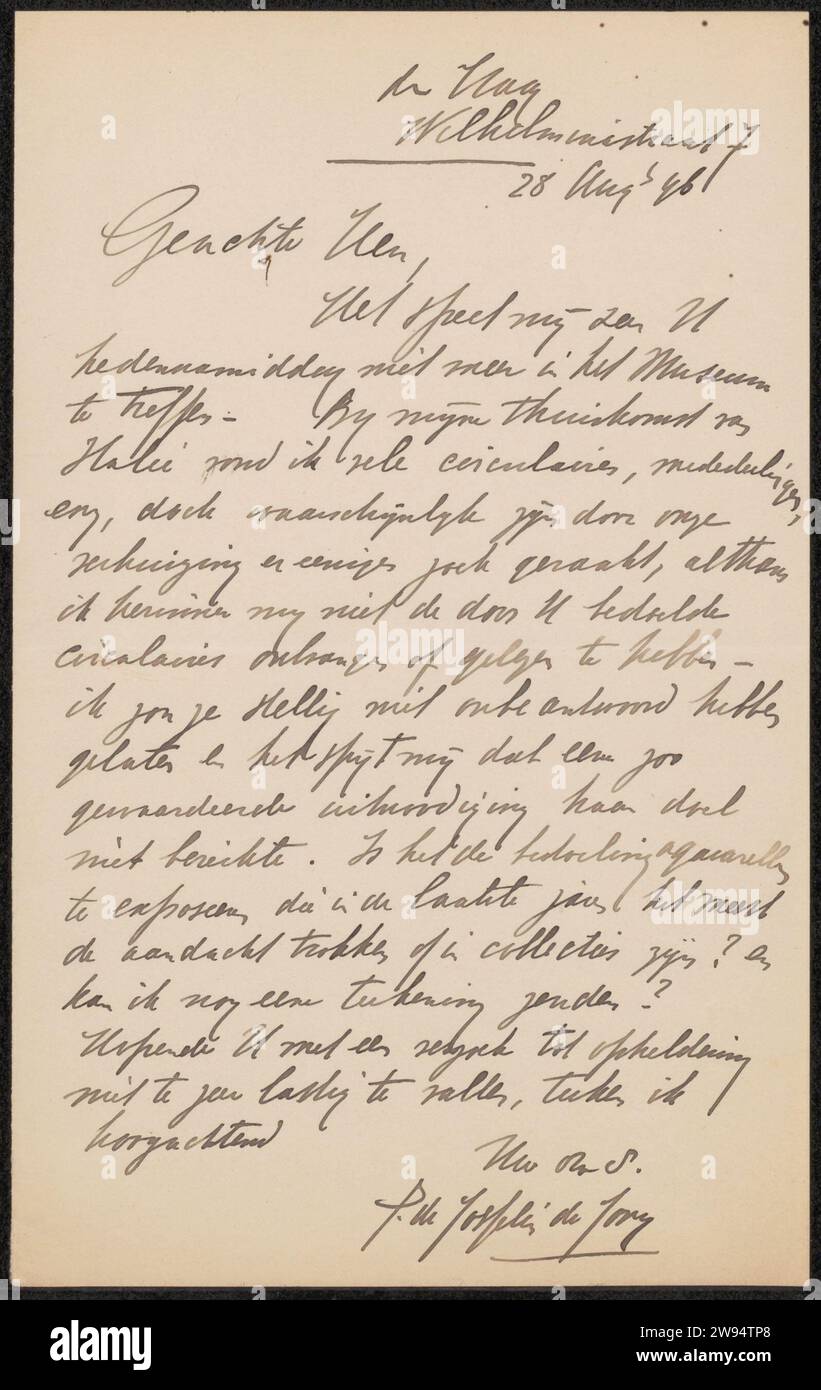 Brief an Pieter Haverkorn van Rijsewijk, Pieter de Josselin de Jong ...
