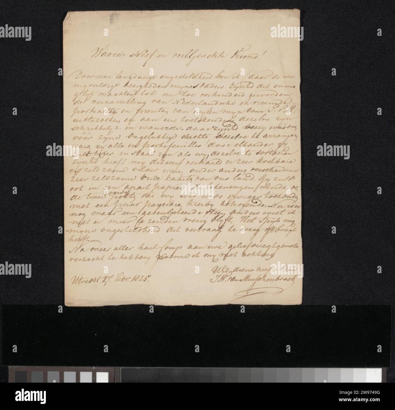 Brief an Johannes Tiberius Bodel Nijenhuis, J.W. Van Musschenbroek ...