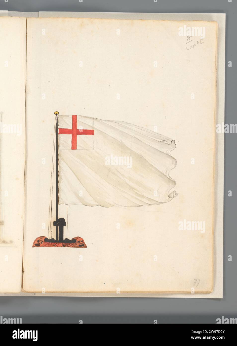 Flagge von Großbritannien, Anonym, 1667 - 1670 ziehende Flagge von Großbritannien. Weiße Flagge ...