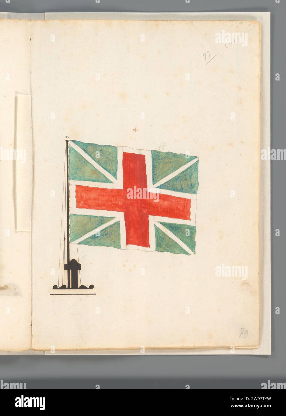 Flagge von Großbritannien, Anonym, 1667 - 1670 ziehende Flagge von Großbritannien. Kombination ...