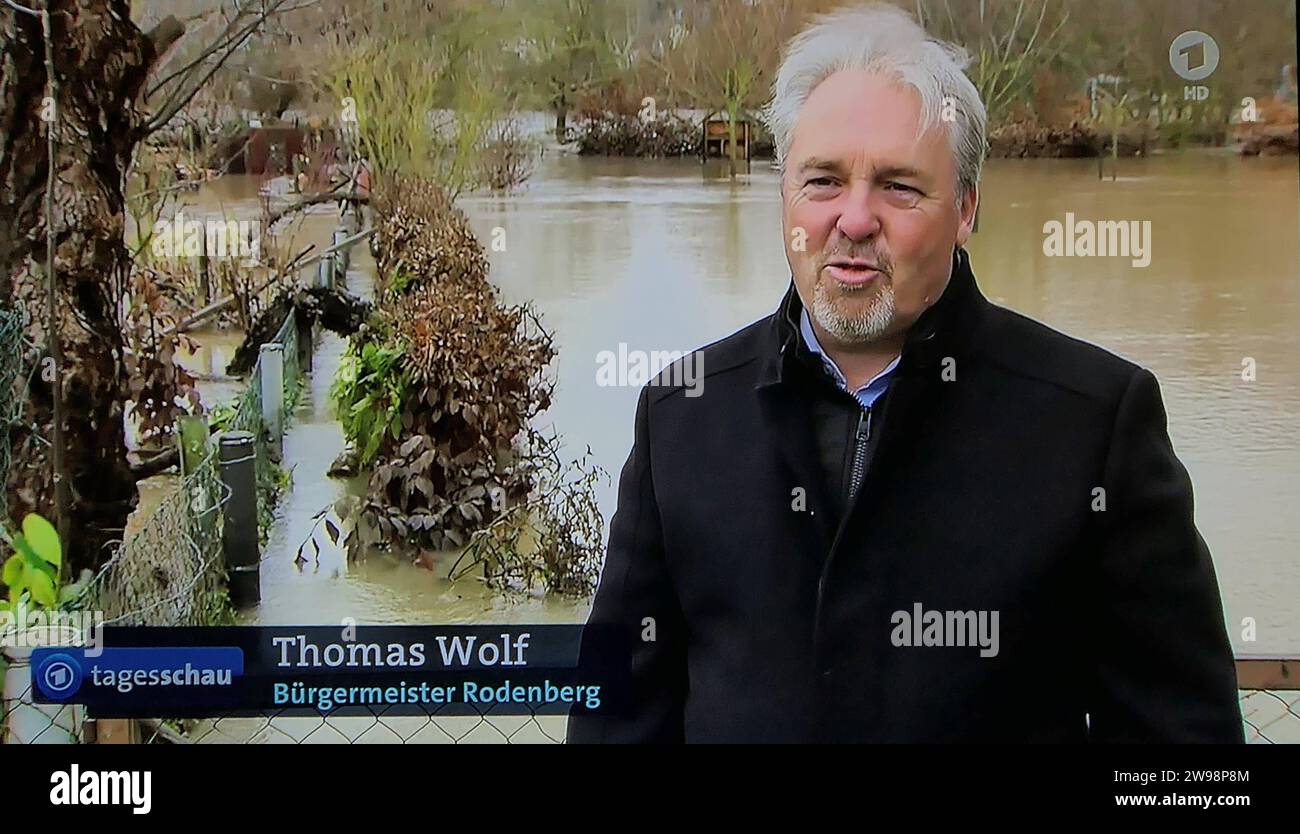 Thomas Wolf Bürgermeister in Rodenberg - Hochwasser Thema in der tagesschau am 24.12.2023 ...