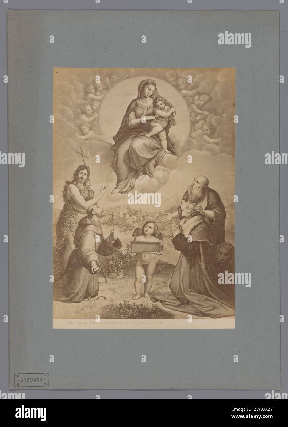 Fotoproduktion von einem Kupferstich zum Gemälde Madonna Foligno von Rafaël, Anonym, nach Rafaël ...
