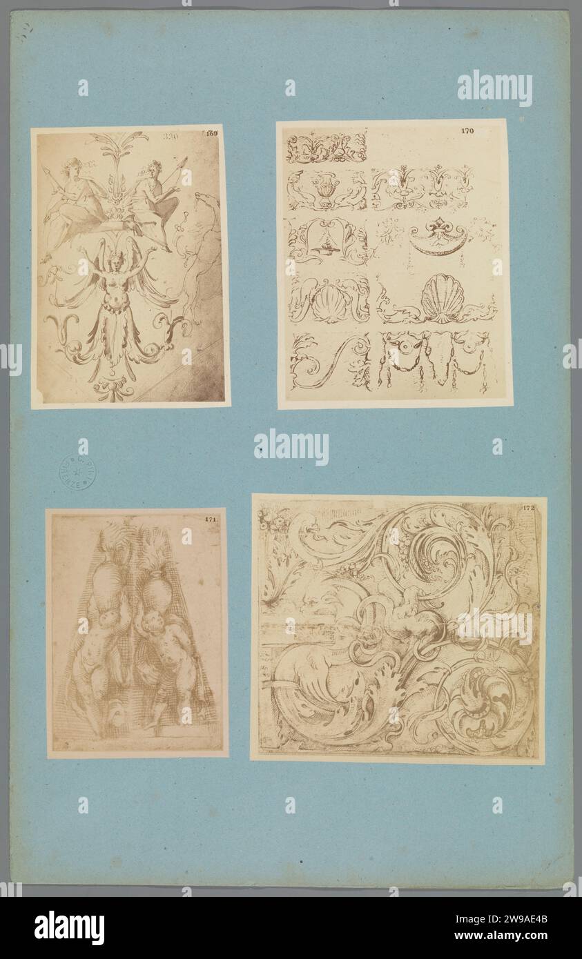 Vier Fotoproduktionen von Ornamentzeichnungen, ca. 1875 - ca. 1900 ...