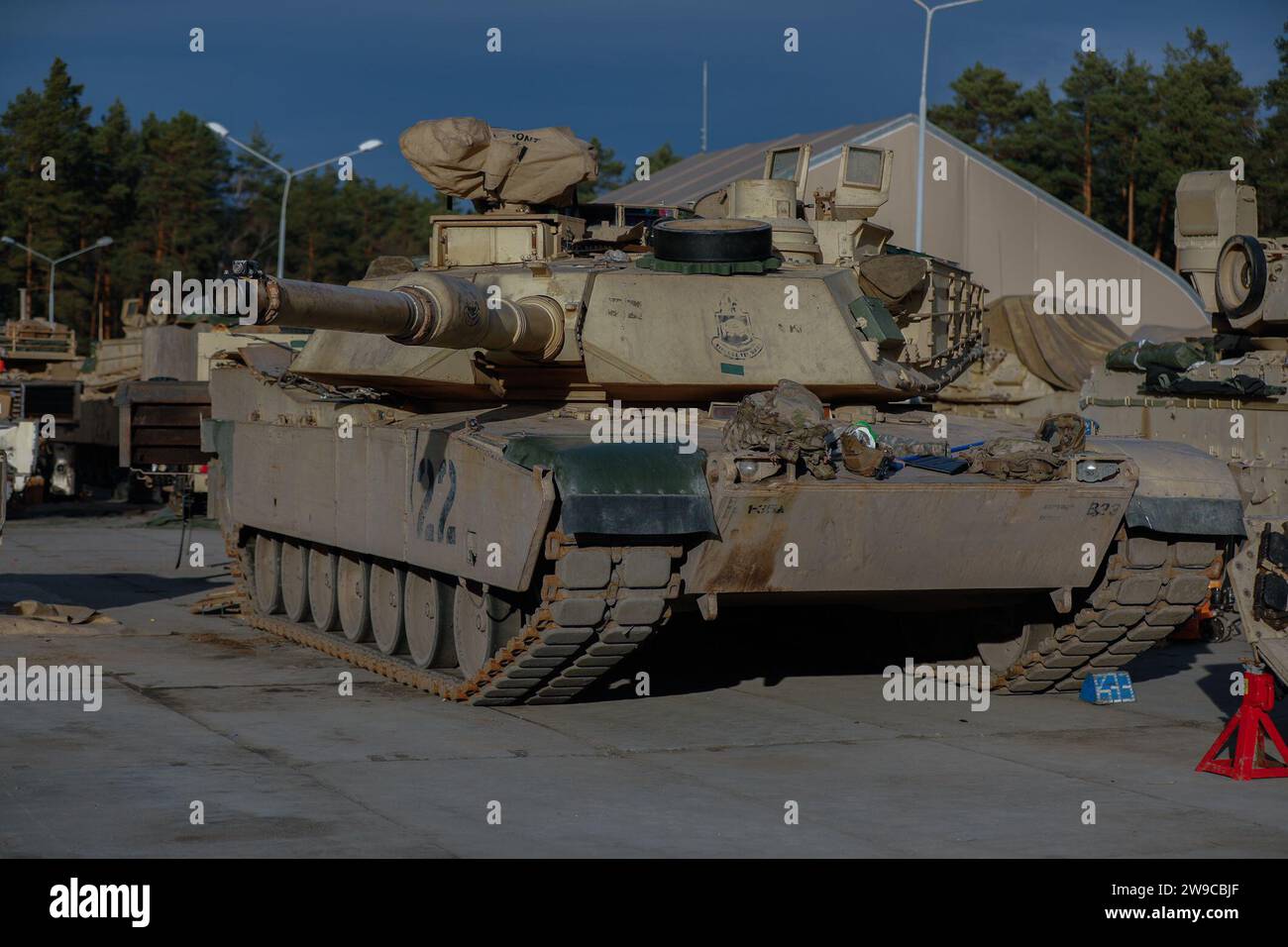 Ein M1A2 SEPv2 Abrams Panzer, der Bravo Kompanie, 1. Bataillon, 35. Panzerregiment, 2 ...
