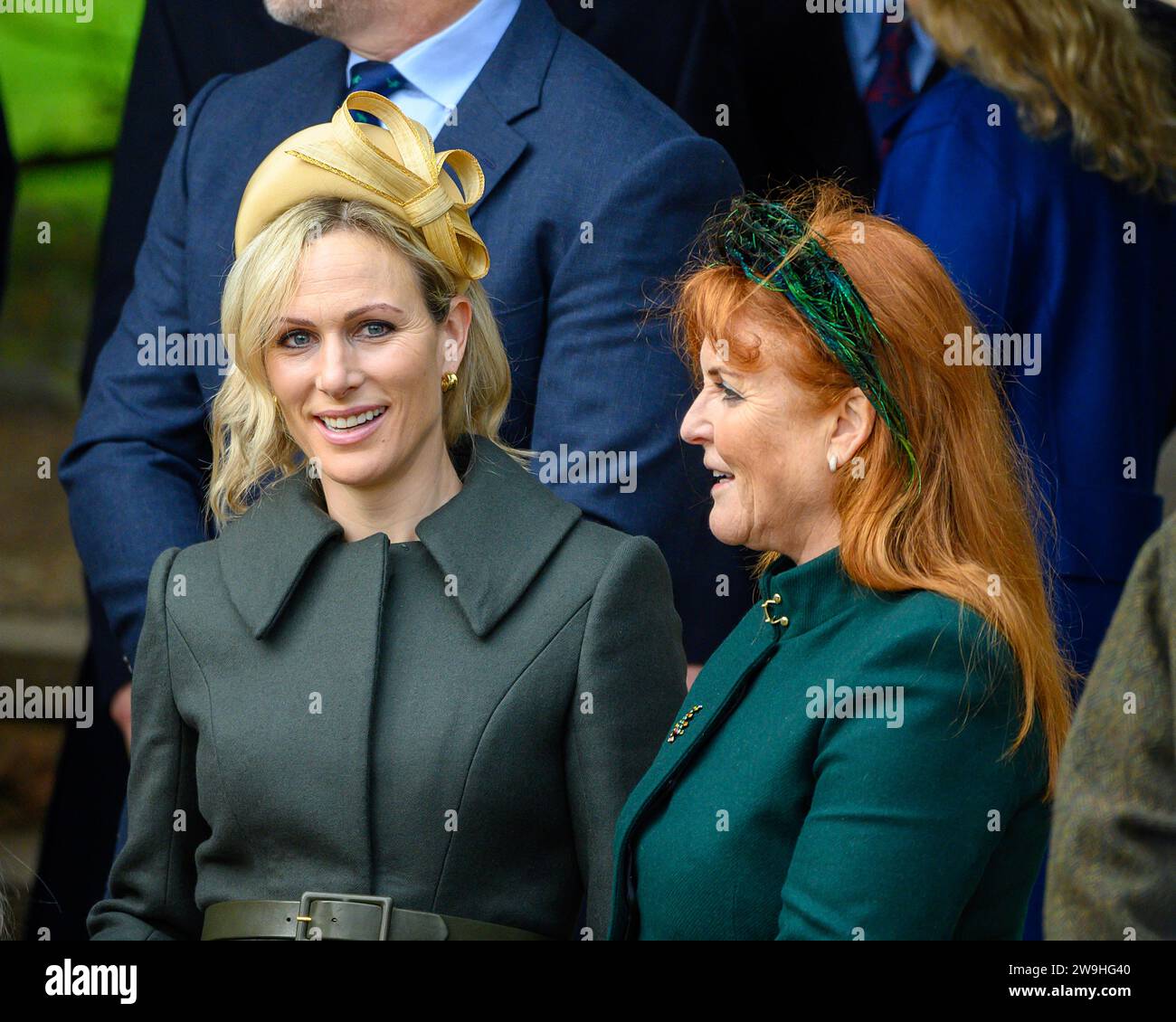 Zara Tindall und die Herzogin von York unterhalten sich nach dem Besuch ...