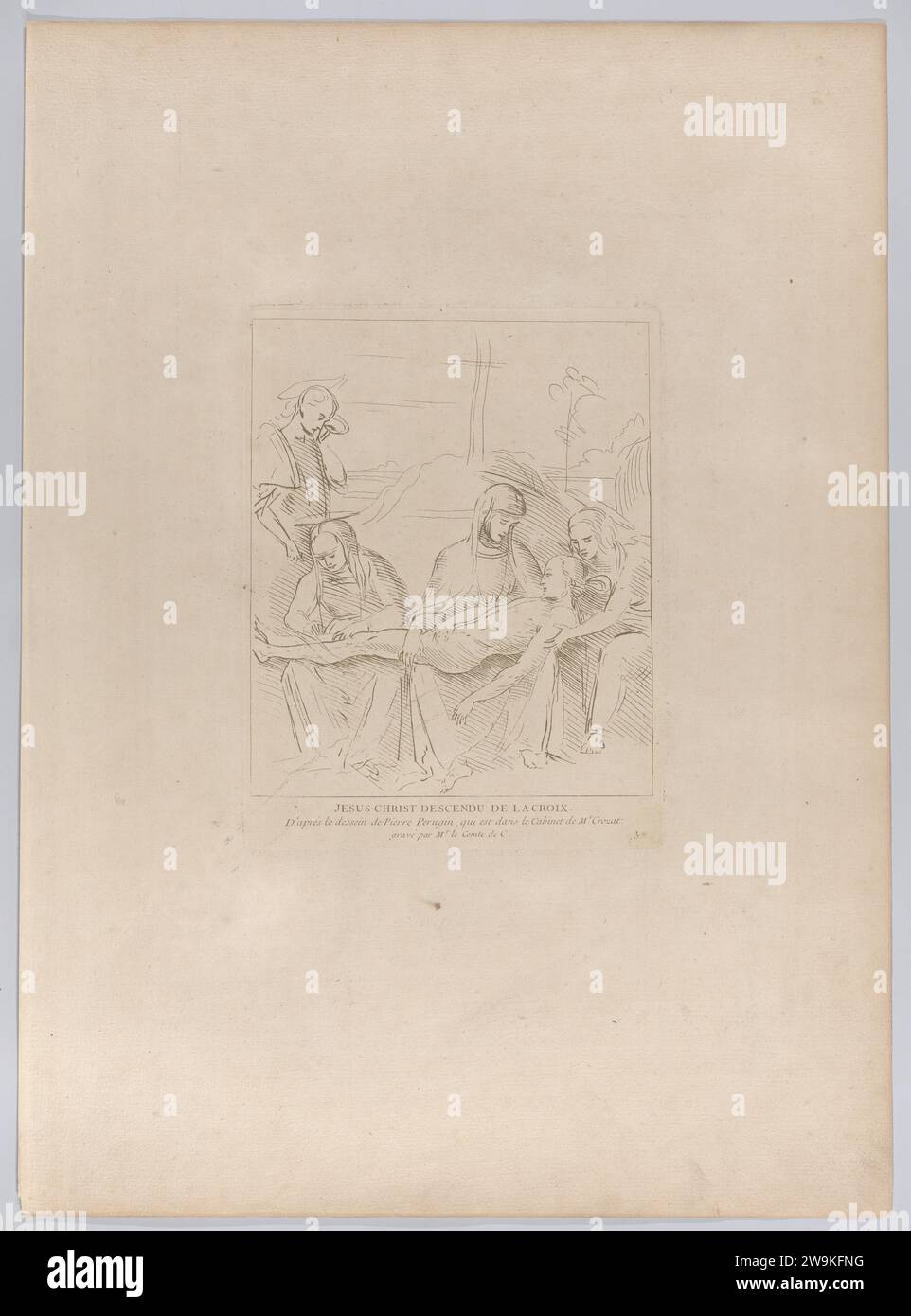 Pieta, mit dem Leib Christi, unterstützt von der Jungfrau und zwei ...