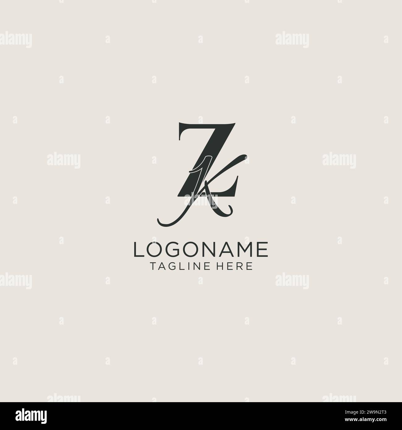 Monogramm mit ZK-Initialen in elegantem Luxus-Stil. Corporate Identity ...