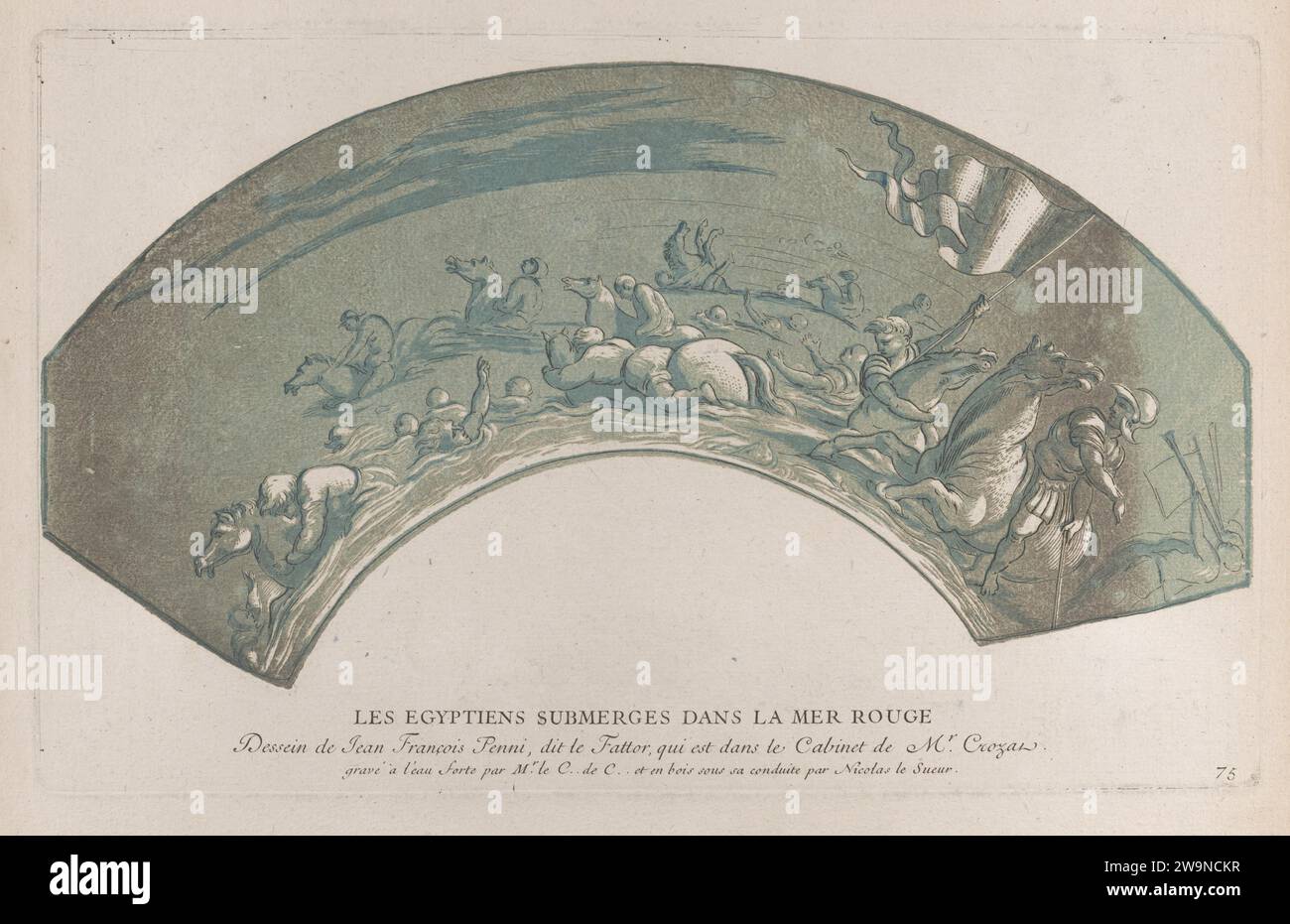 Pharaos Armee vom Roten Meer umschlungen; von „Recueil d'estampes d'Apres les plus beaux ...