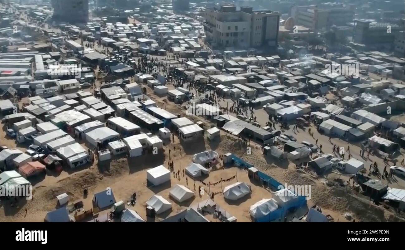 This drone image shows thousands of tents used by displaced people in ...