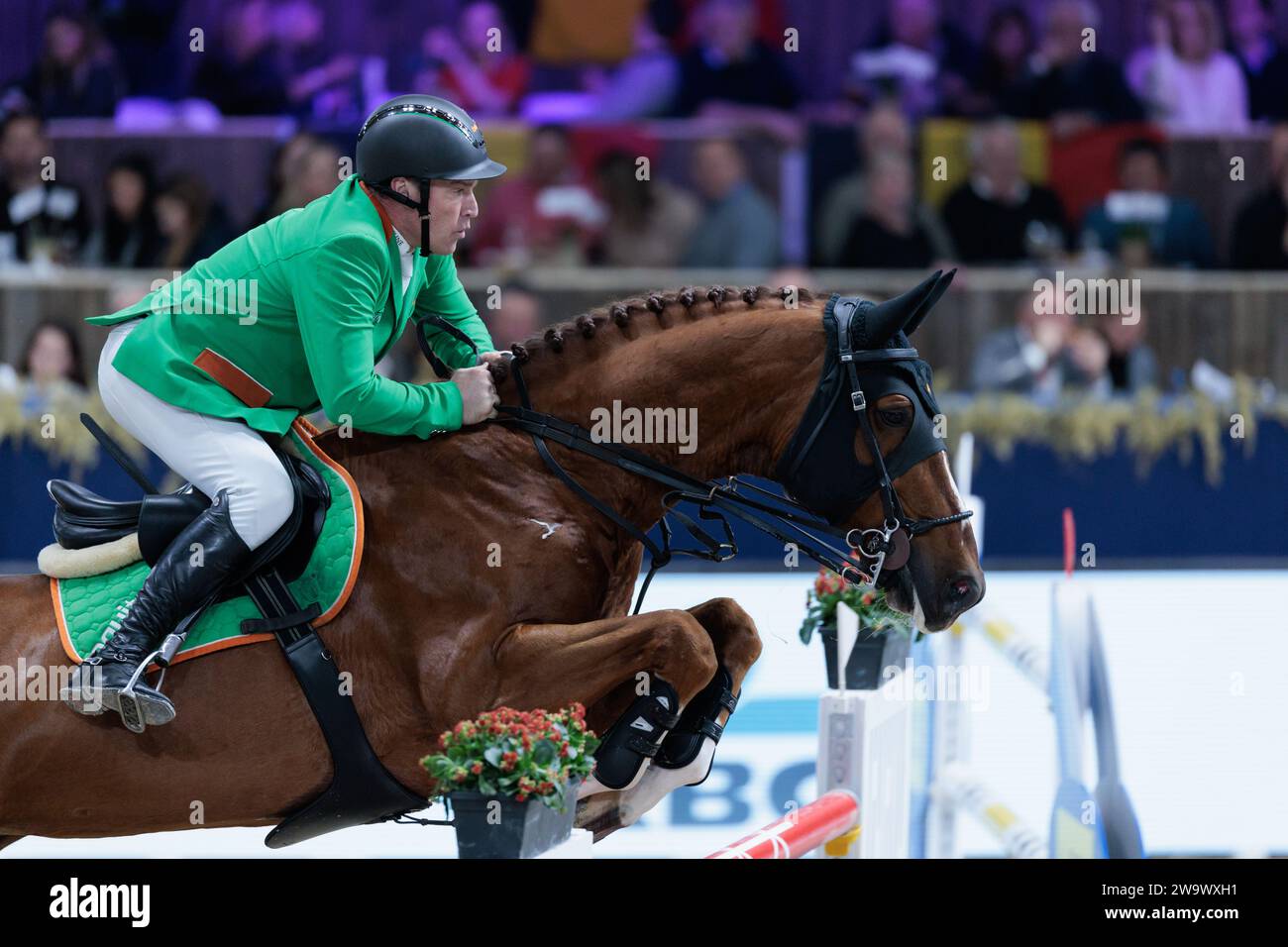 Gerfried Puck aus Österreich mit Equitron Naxcel V während des Longines ...