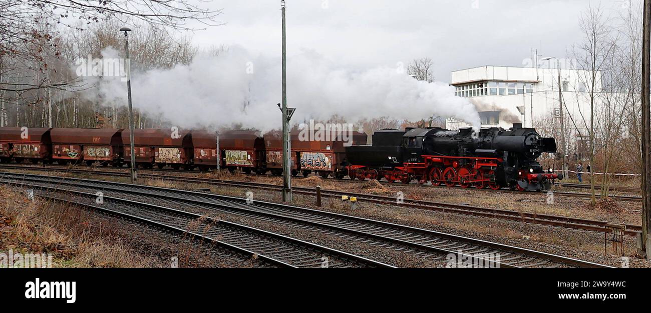 Kohlezug für Heizkraftwerk 30.12.2023, Chemnitz, Bahnhof Küchwald ...