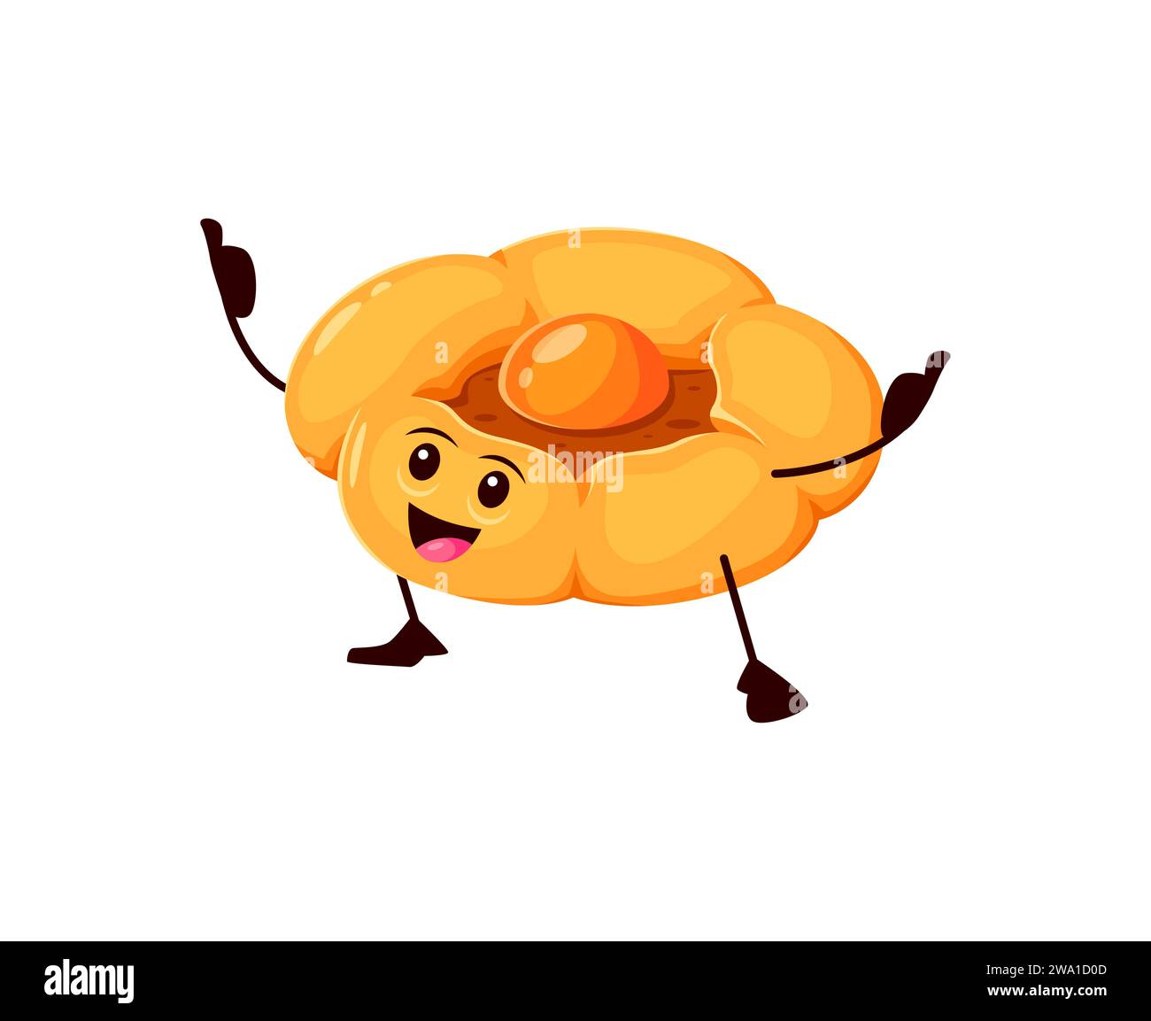 Comic lustige Khachapuri-Brot- und Bäckerei-Figur. Isolierte Vektor ...