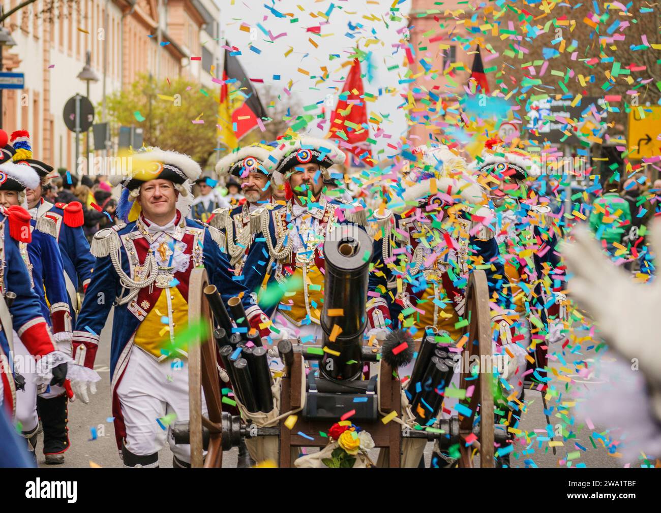 Mainz, Deutschland. Januar 2024. Die Kanonier der Mainzer Prinzengarde ...