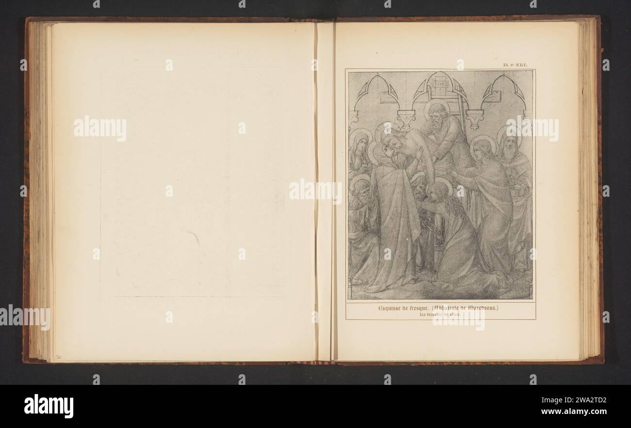 Reproduktion einer Skizze für ein Fresko in der Abtei von Maredsous, Belgien, zeigt den ...