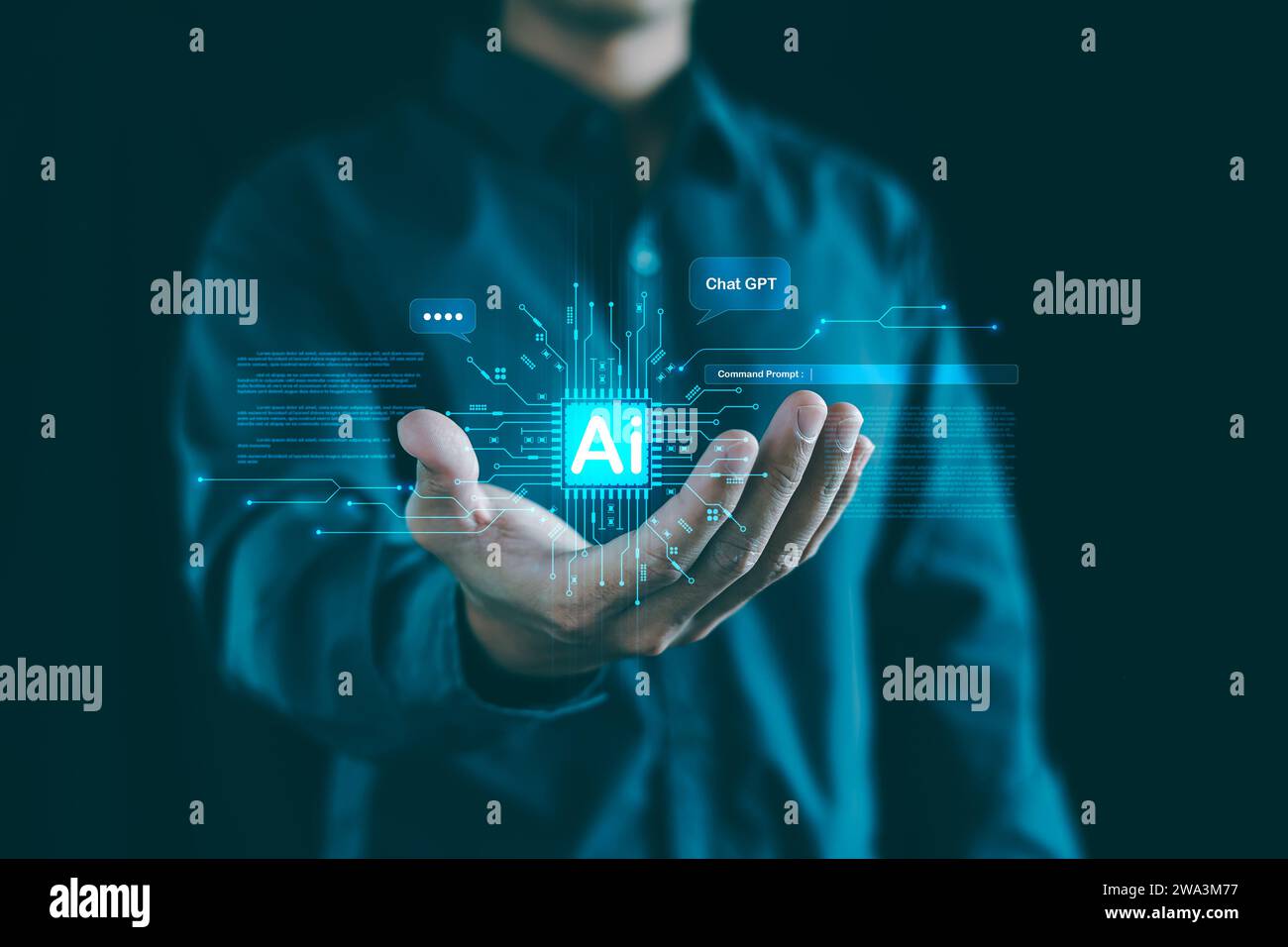 KI-Technologie. Chatgpt Chat mit KI, künstlicher Intelligenz, digitaler ...