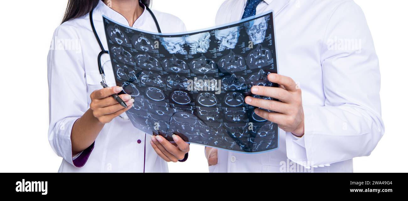 Der Arzt untersucht das MRT-Bild. Neurologe diagnostizieren Gehirn ...