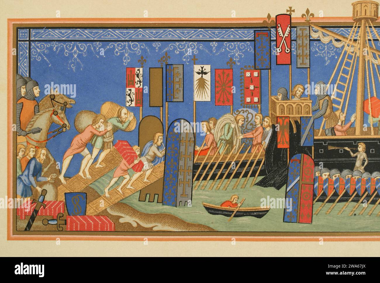 Kreuzzüge. Einschiffung von Rittern des Ordens des Heiligen Geistes ins ...