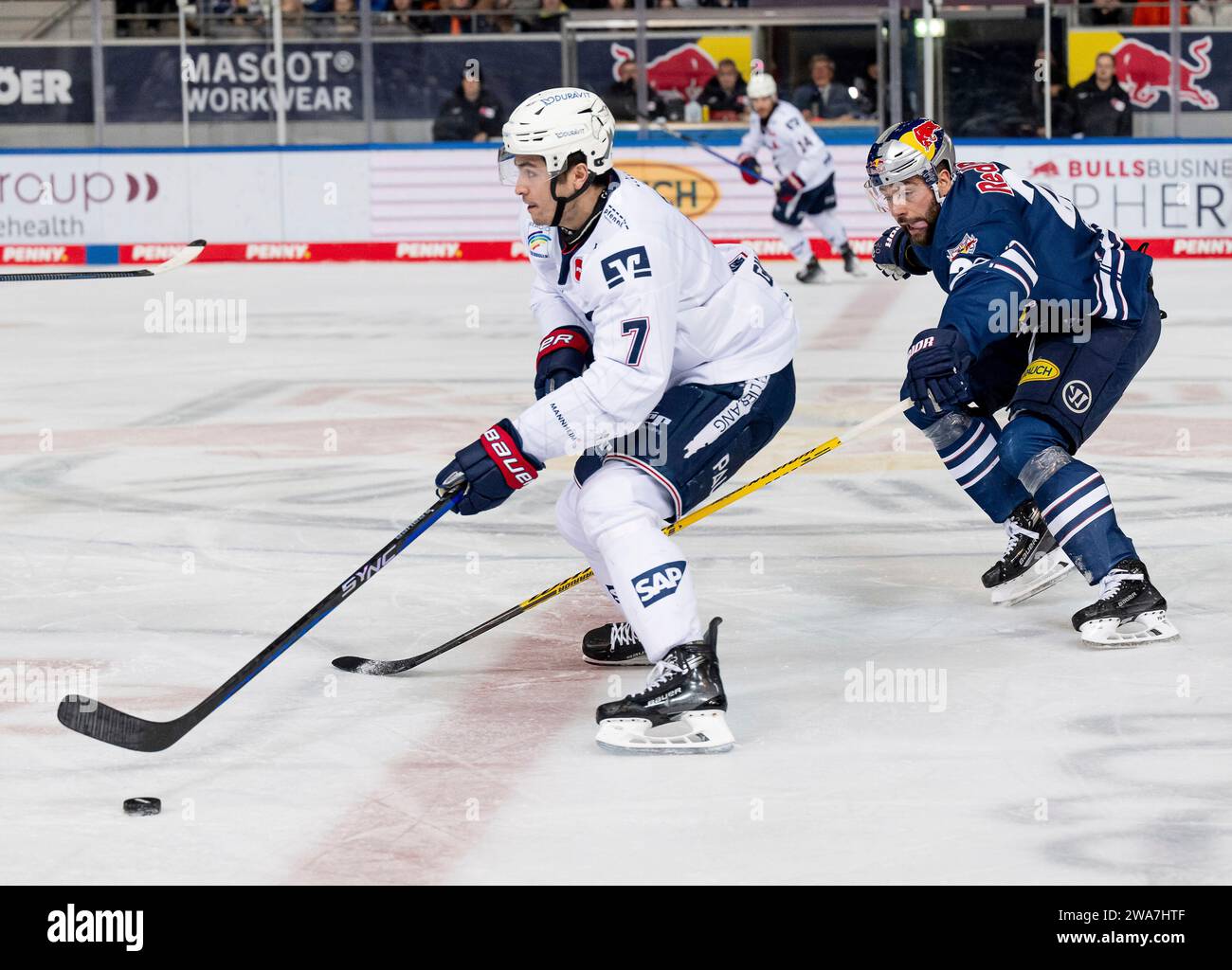München, Deutschland. Januar 2024. John Gilmour (Adler Mannheim, #7 ...