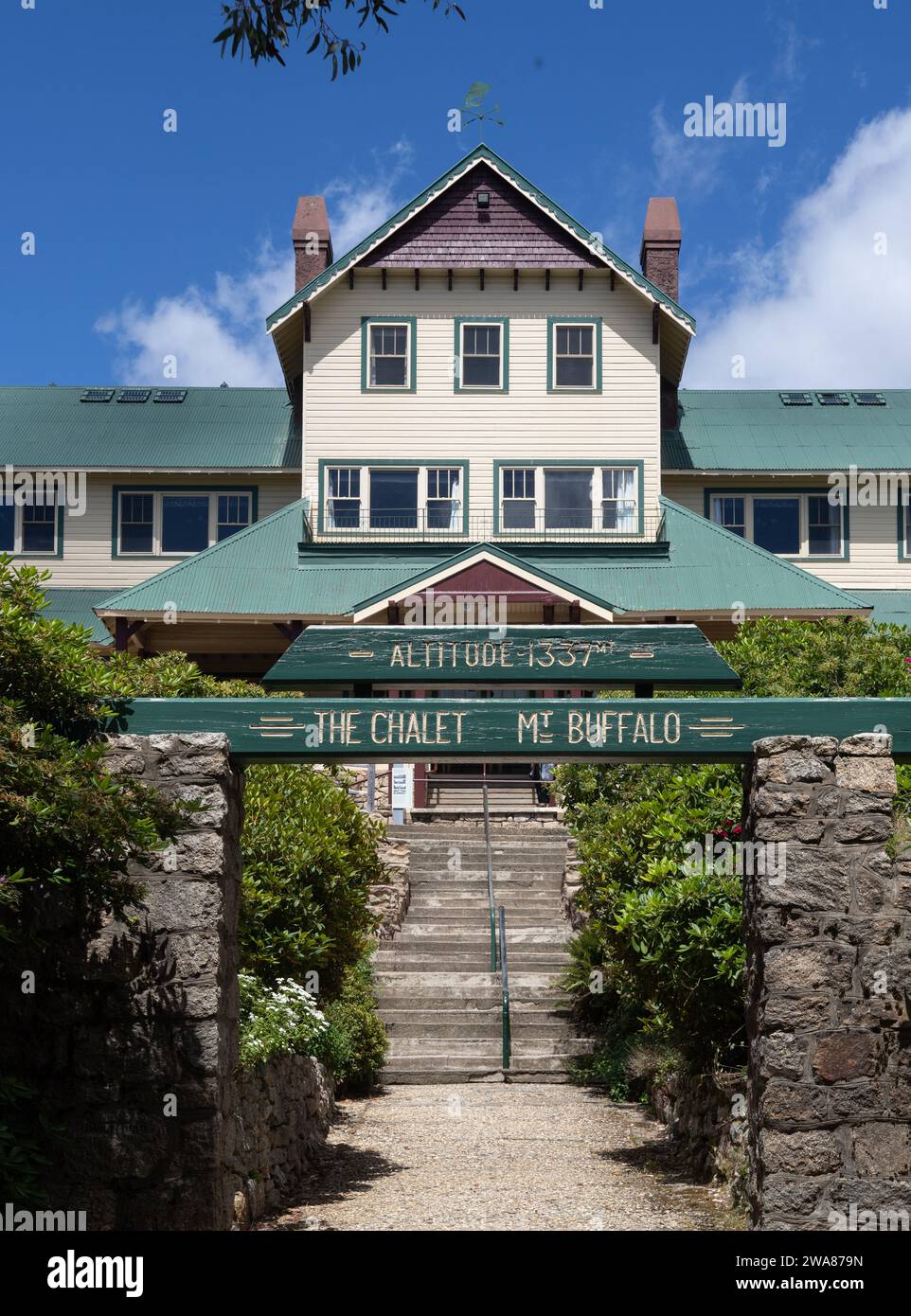Mount Buffalo Chalet, Victoria, Australien. Das 1910 erbaute Chalet ...