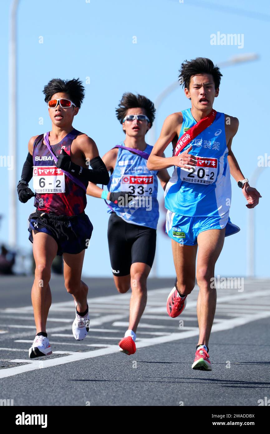 Präfektur Gunma, Gunma, Japan. Januar 2024. (L-R) Kanta shimizu (SUBARU), Kaede Shinohara ...