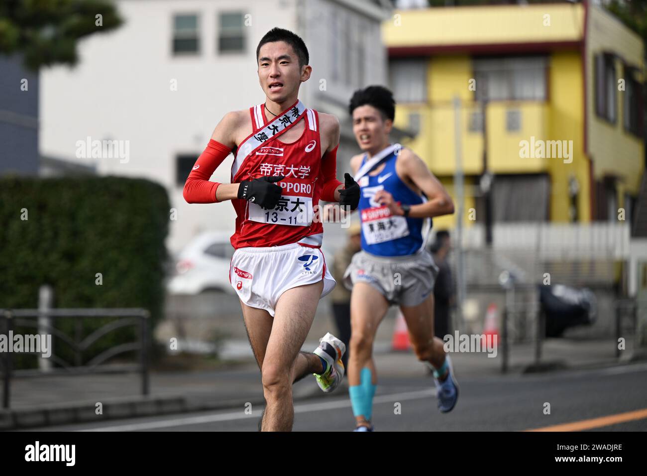 Kanagawa, Japan. Januar 2024. (L-R) Ryuichiro Ono (), Shotaro Ishihara () Leichtathletik : 100 ...