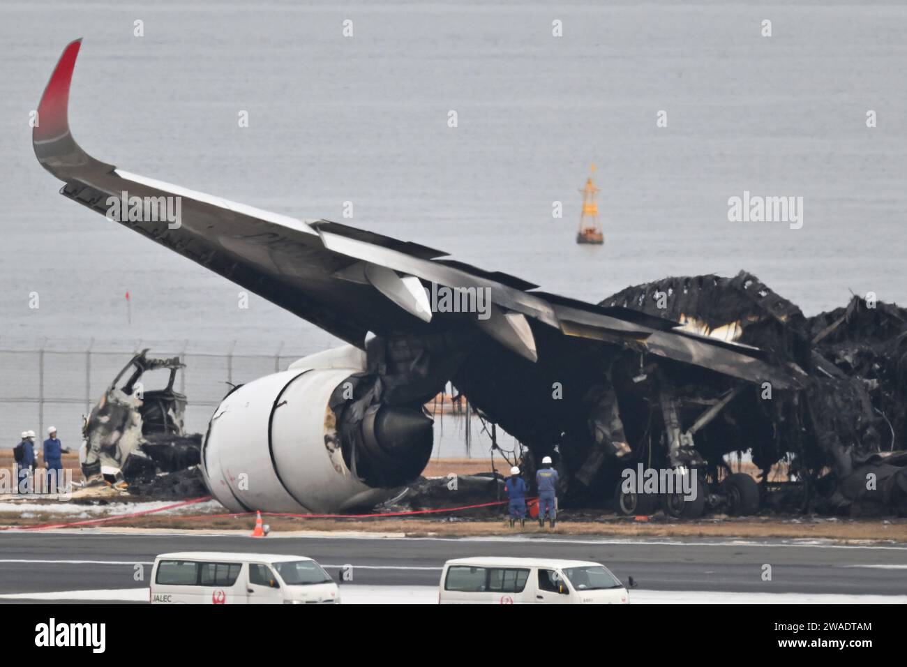 Hokkaido, Japan, 3. Januar 2024. JAL A350-900 Reg. JA13XJ des JL516-Fluges von Sapporo Shin ...